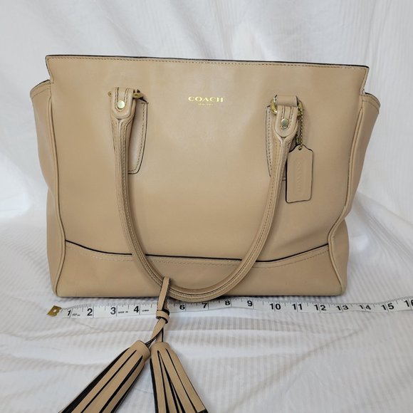 Coach | Bags | Coach Legacy Candace Beige Carryall Tote 0 Leather ...